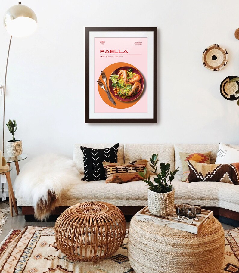 Paella Poster Midcentury Paella Print Food Wall Art Food - Etsy