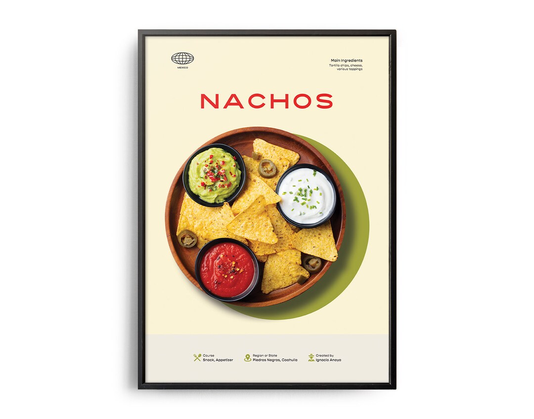 Nachos Poster, Midcentury Nachos Print, Food Wall Art, Food Recipe Wall ...