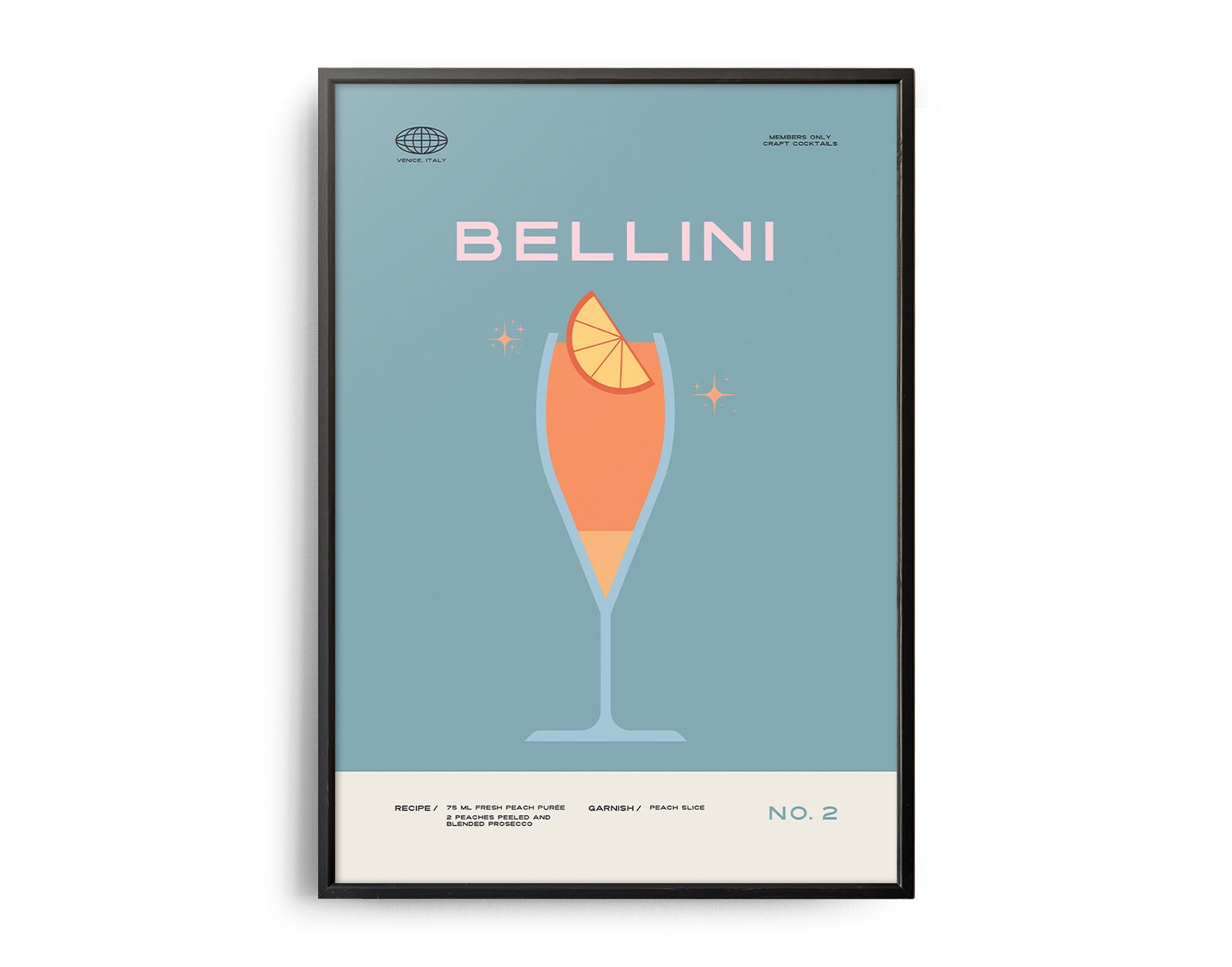 Bellini Cocktail Recipe Print, Mid-century Modern Kitchen Wall Art - Etsy