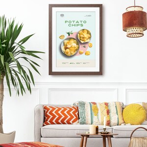 Potato Chips Poster, Midcentury Potato Chips Print, Food Wall Art, Food ...