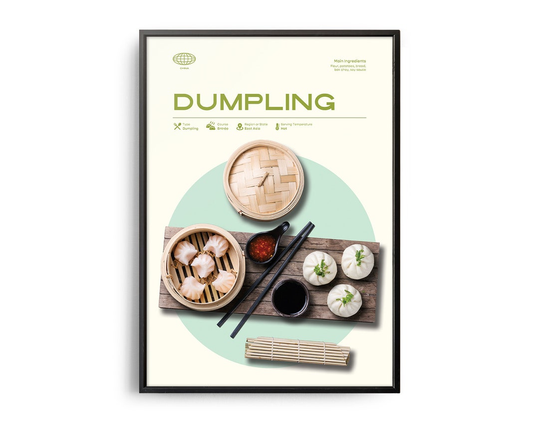 Dumpling Poster, Midcentury Dumpling Print, Food Wall Art, Food Recipe ...