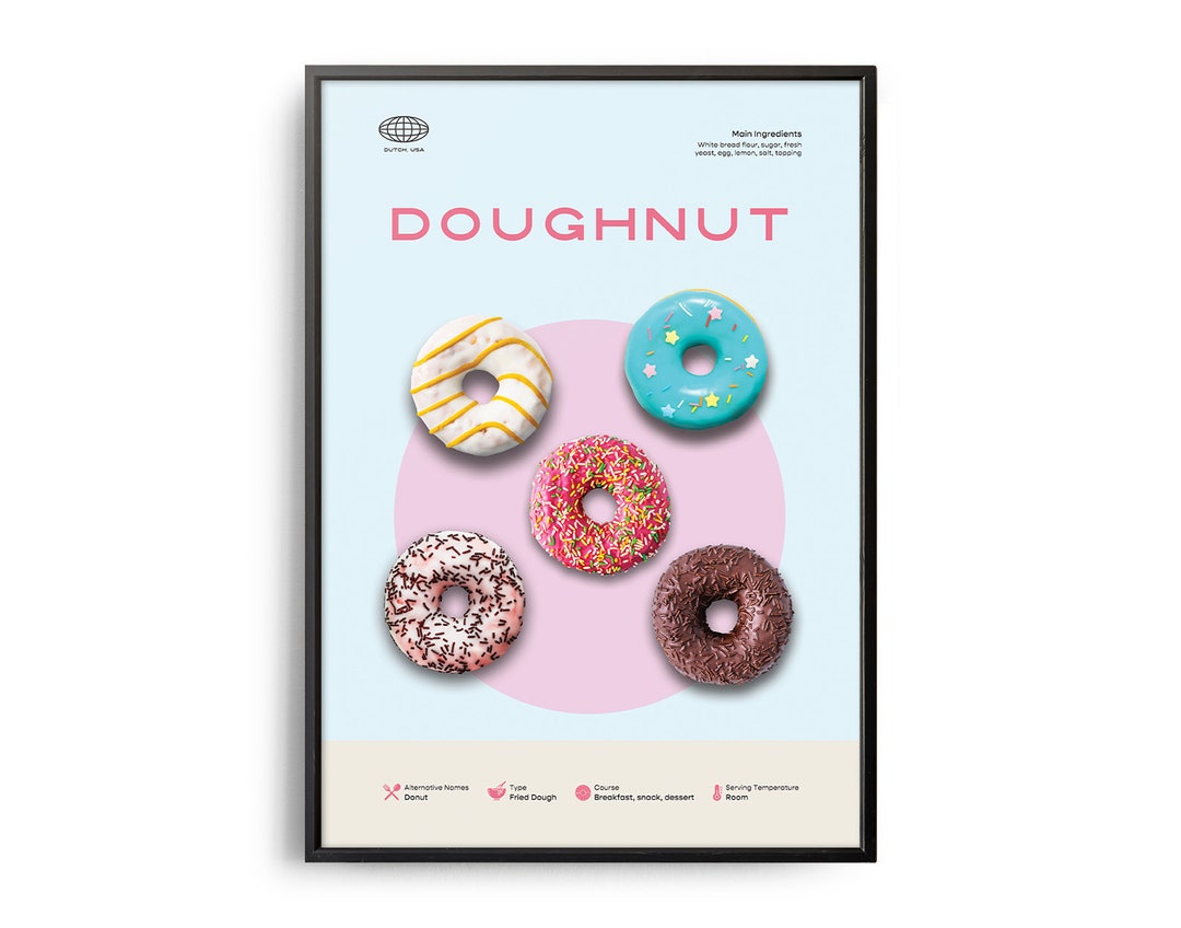 Doughnut Poster, Midcentury Doughnut Print, Food Wall Art, Food Recipe ...