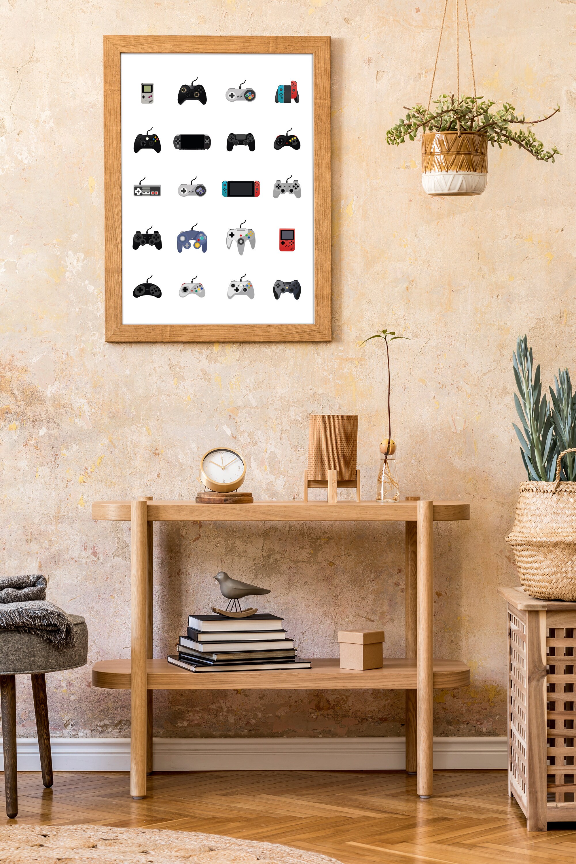 Set of Game Controllers Print, Game Consoles Art, Play Station Art ...