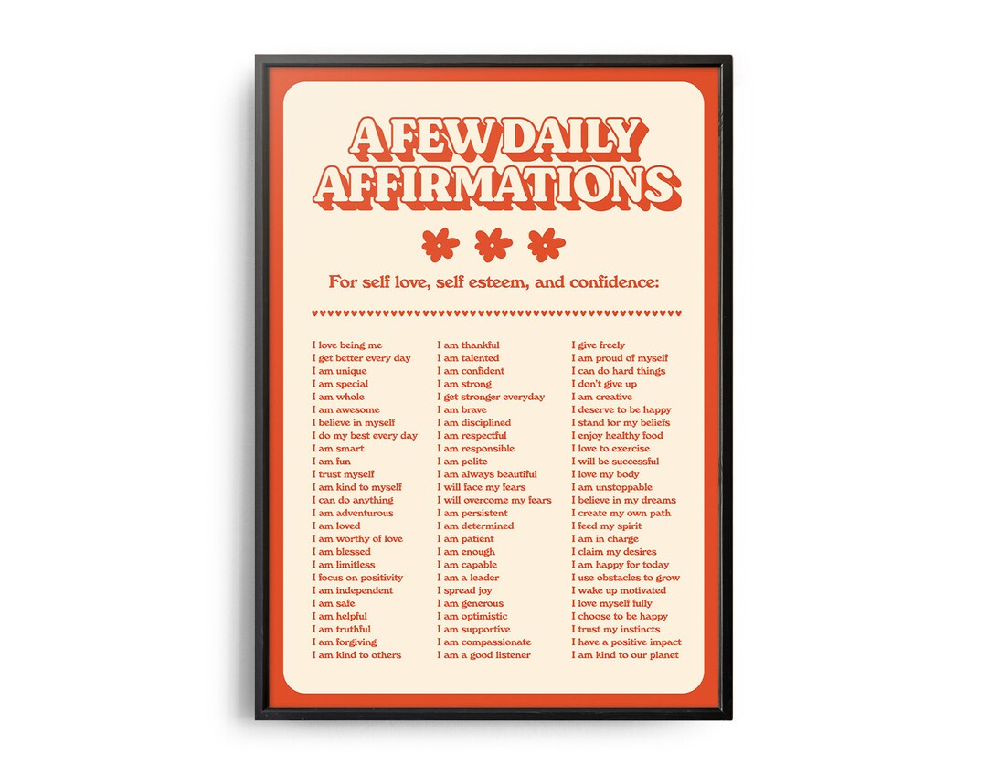 Retro Daily Affirmations Poster, Retro Print, Inspirational Self Care ...