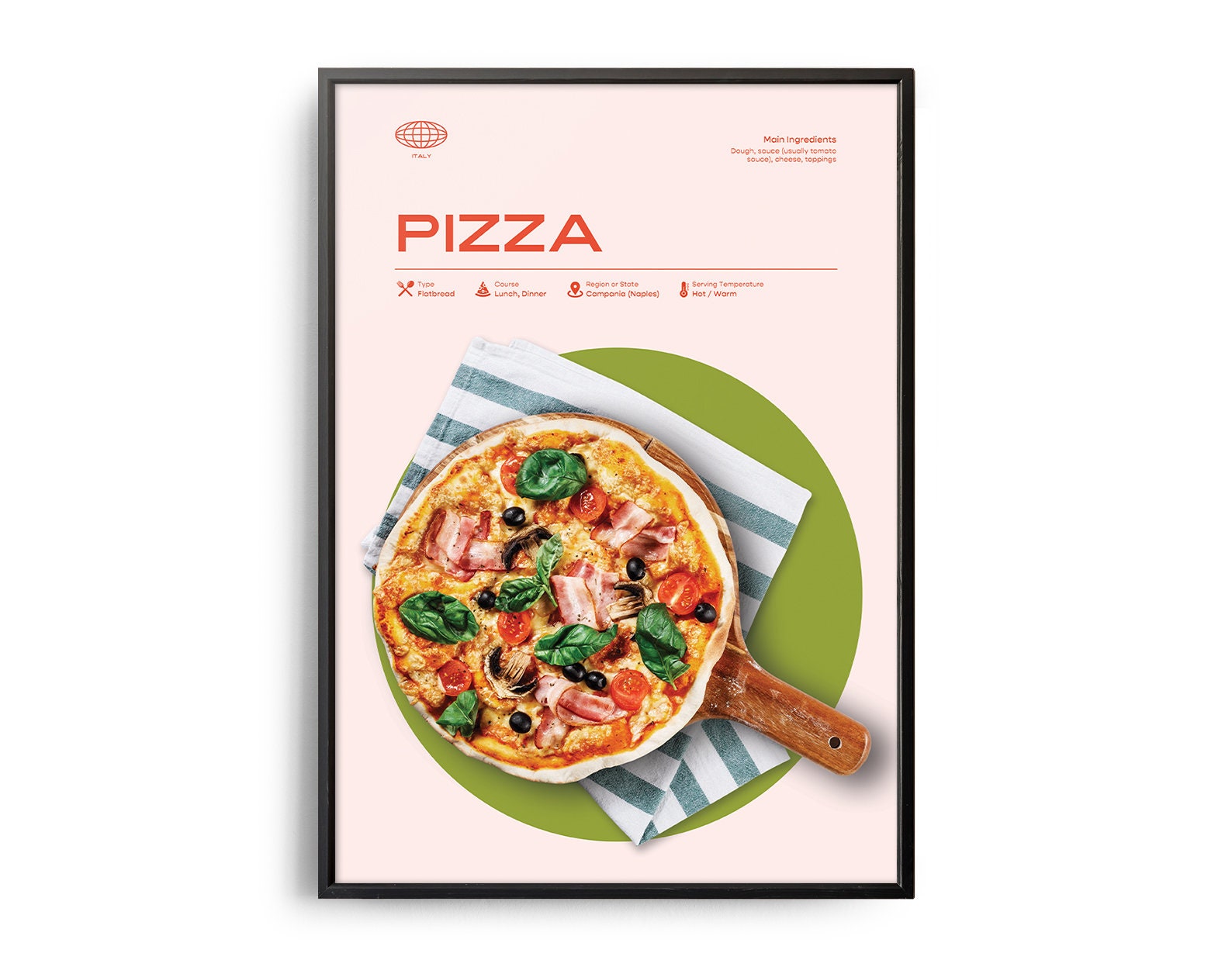 Pizza Poster Midcentury Pizza Print Food Wall Art Food - Etsy