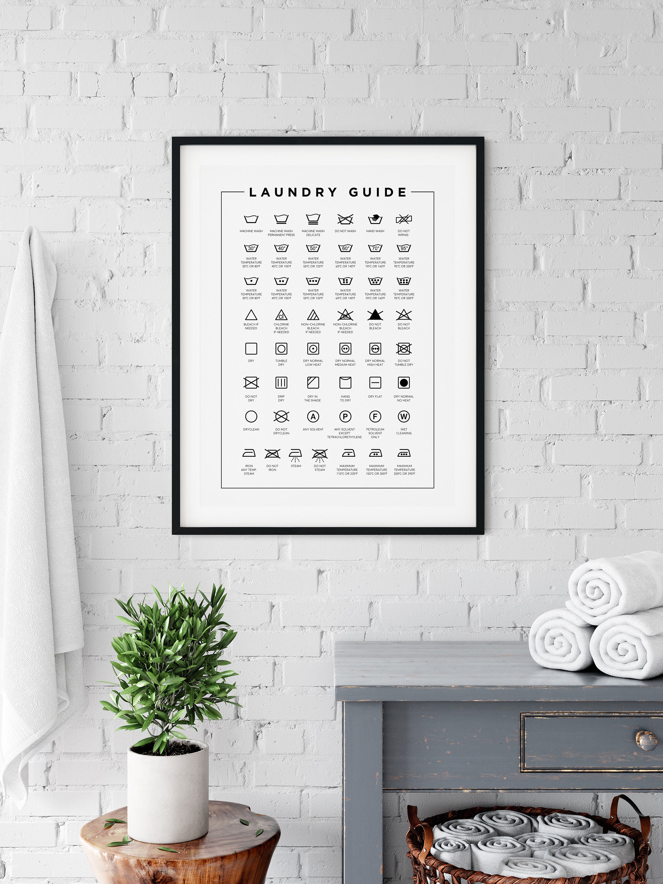 Laundry Guide Print Laundry Guide Wall Art Bathroom Wall - Etsy UK