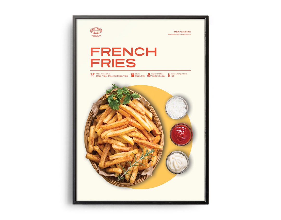 French Fries Poster, Midcentury French Fries Print, Food Wall Art, Food ...