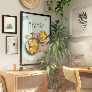 Potato Chips Poster, Midcentury Potato Chips Print, Food Wall Art, Food ...