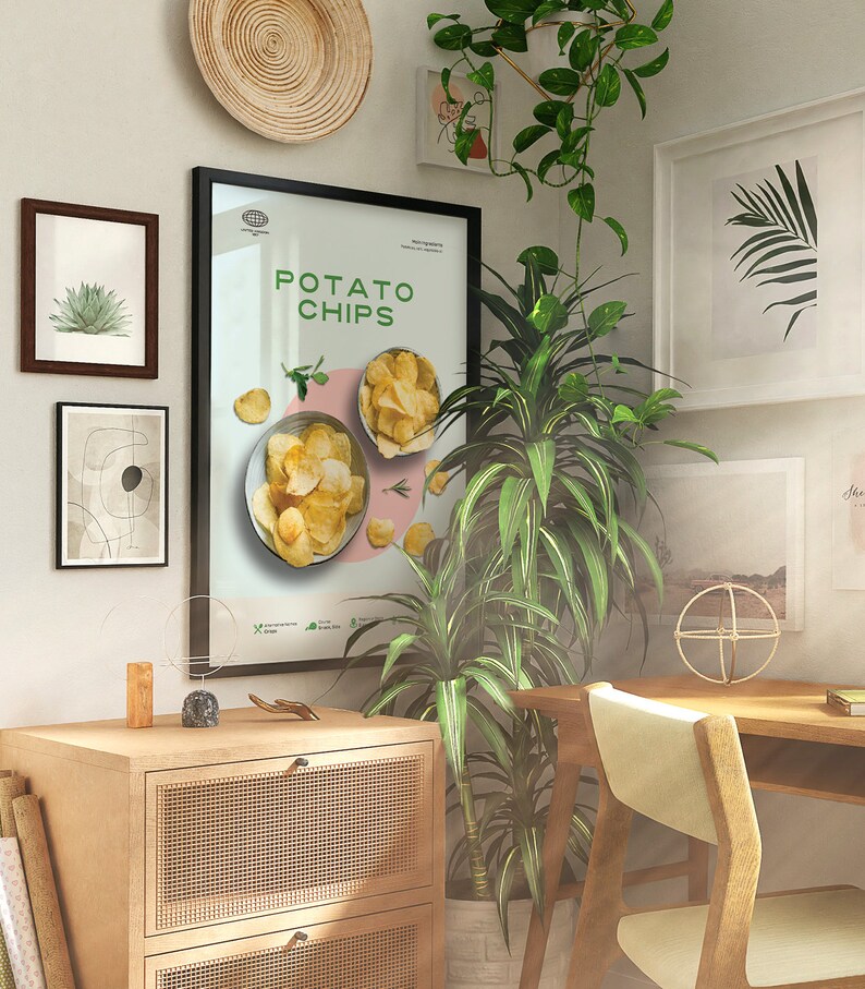 Potato Chips Poster Midcentury Potato Chips Print Food Wall | Etsy