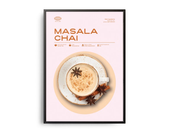Masala Chai Poster Midcentury Masala Chai Print Food Wall - Etsy