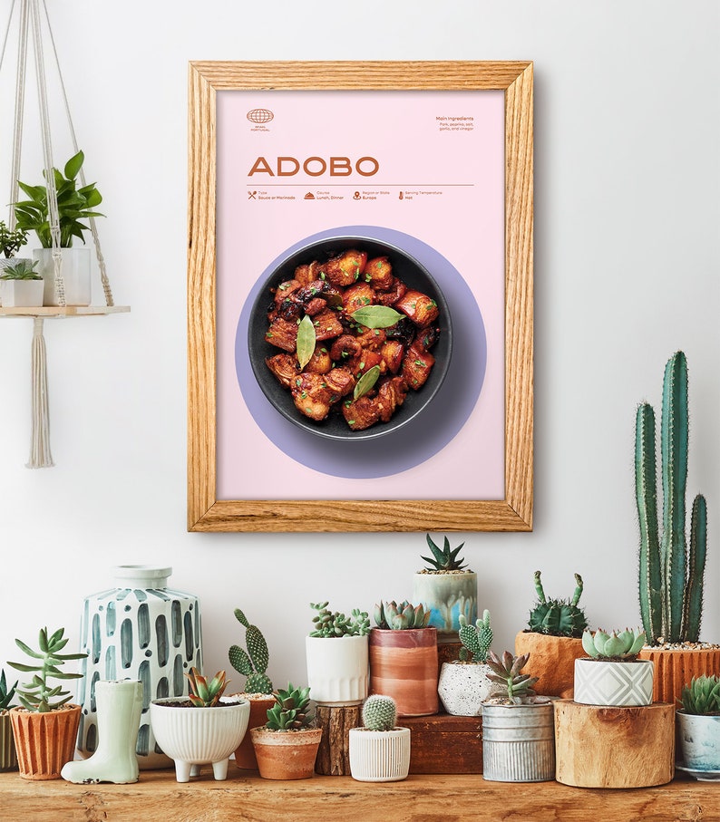 Adobo Poster, Midcentury Adobo Pork Print, Food Wall Art, Food Recipe ...