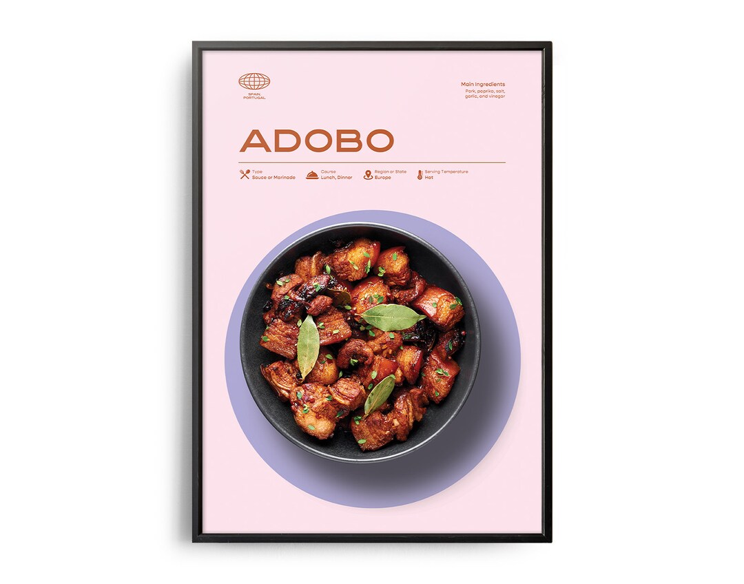 Adobo Poster, Midcentury Adobo Pork Print, Food Wall Art, Food Recipe ...