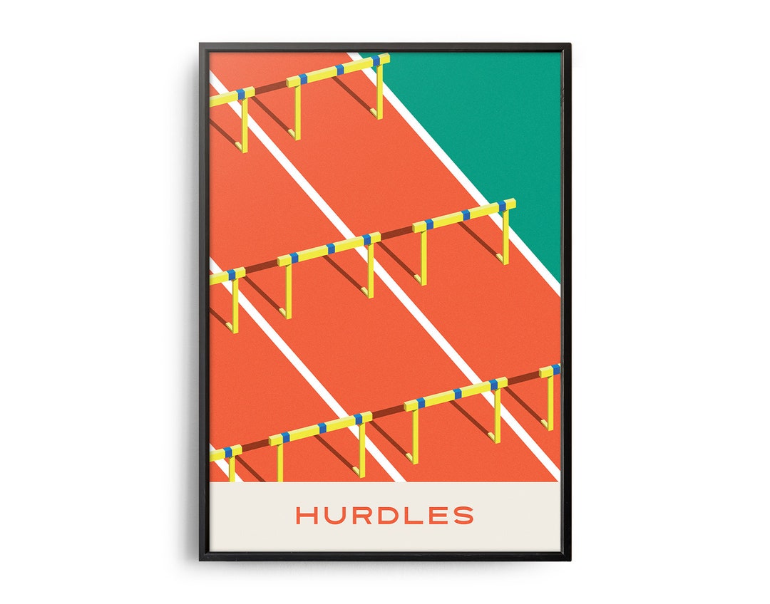 Midcentury Hurdles Print, Midcentury Sport Poster, Hurdles Field Wall ...