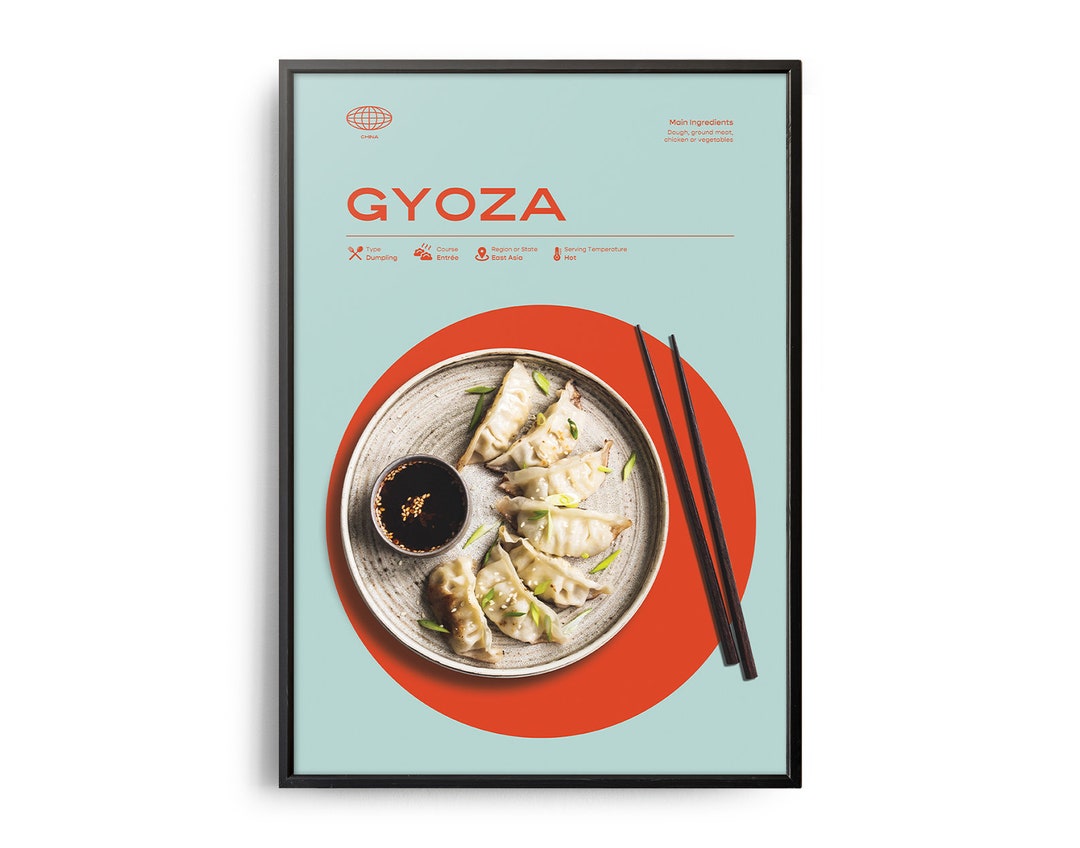 Gyoza Poster, Midcentury Gyoza Print, Food Wall Art, Food Recipe Wall ...
