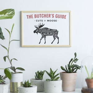 Cuts of Moose Print, the Butcher's Guide Wall Art, Vintage Style ...