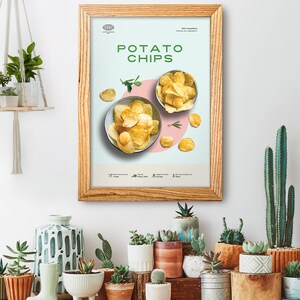 Potato Chips Poster, Midcentury Potato Chips Print, Food Wall Art, Food ...