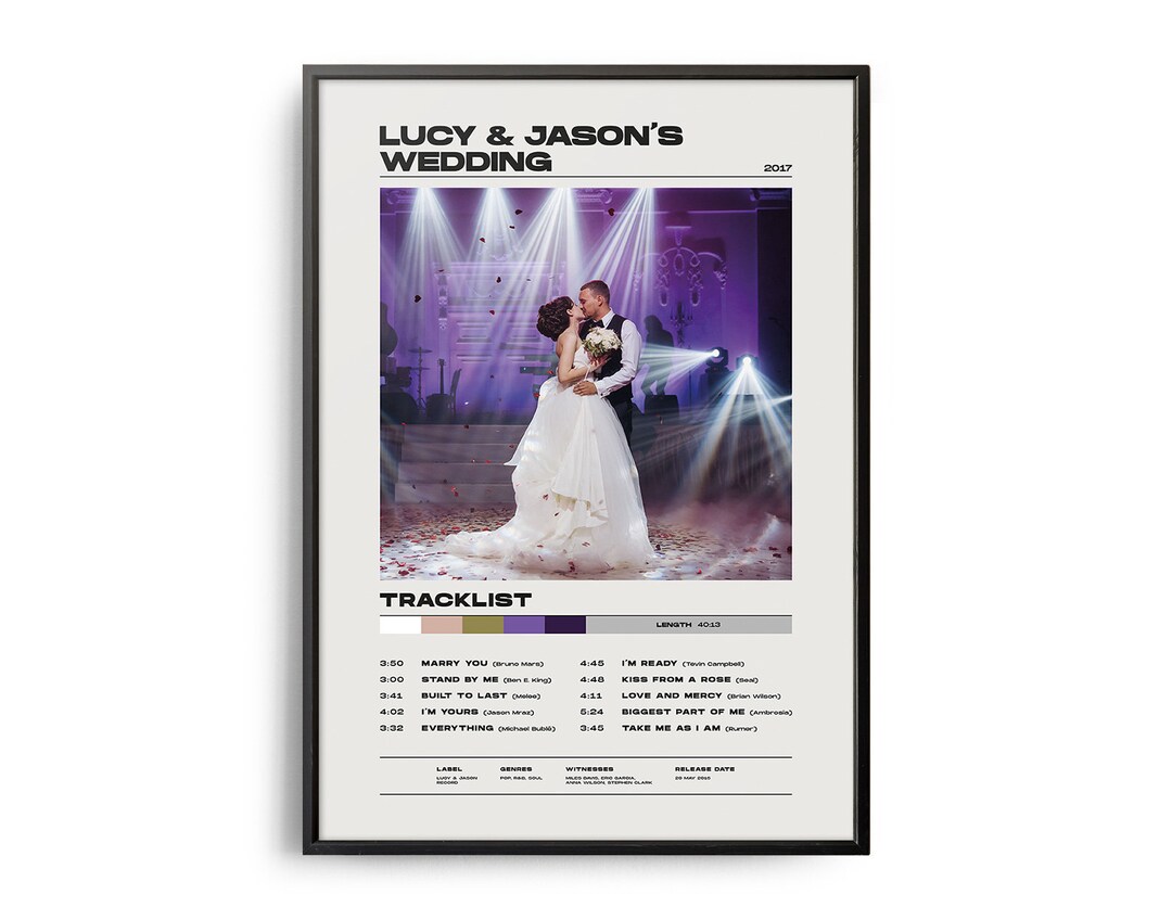 Custom Music Album Style Wedding Poster, Minimal Wedding Musics Gift ...
