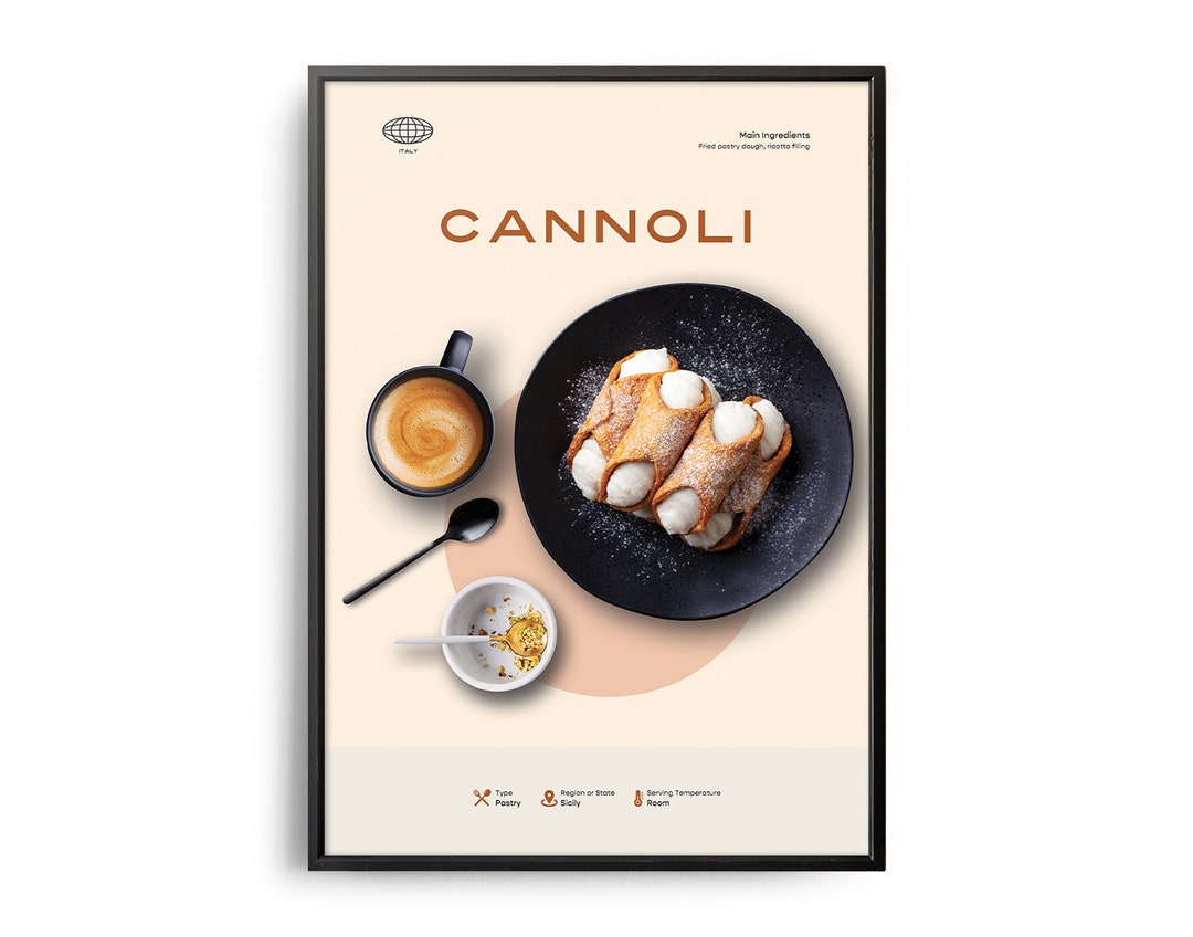Cannoli Poster, Midcentury Cannoli Print, Food Wall Art, Food Recipe ...