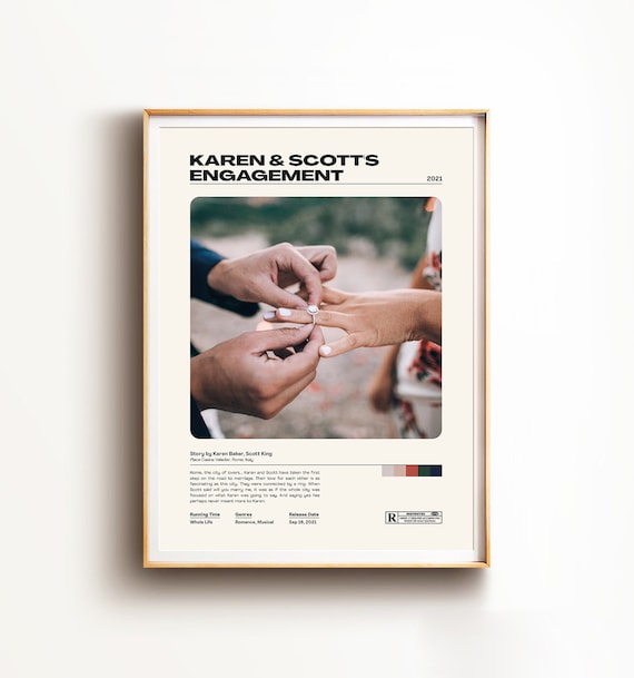 Custom Movie Style Engagement Poster Minimal Movie Gift | Etsy