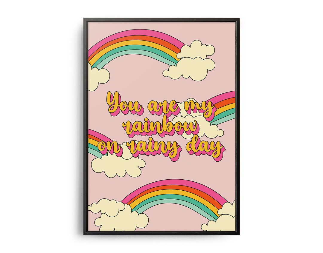 Retro Affirmation Poster, You Are My Rainbow Retro Print, Inspirational ...