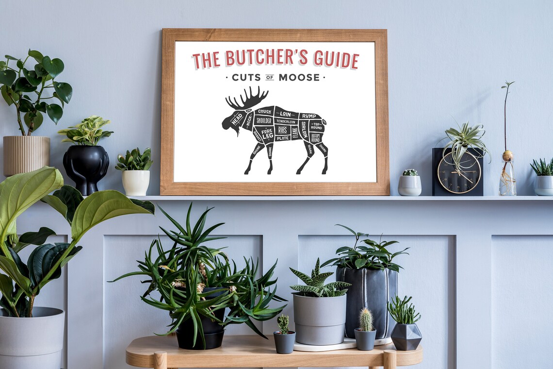 Cuts of Moose Print the Butcher's Guide Wall Art Vintage | Etsy UK
