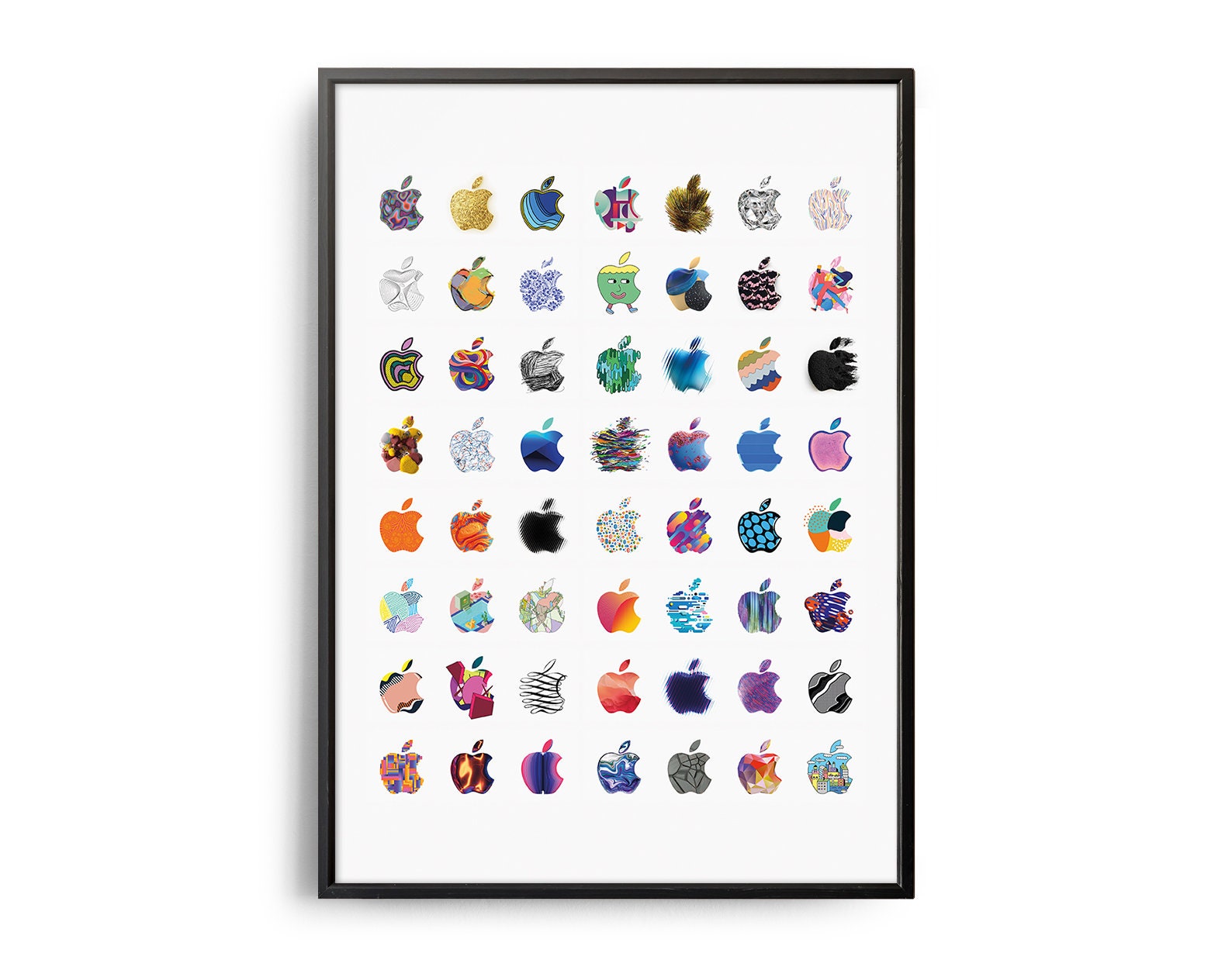 Apple Event Logos Print, Apple Brand Logos, Colorful Apple Logos, Set ...