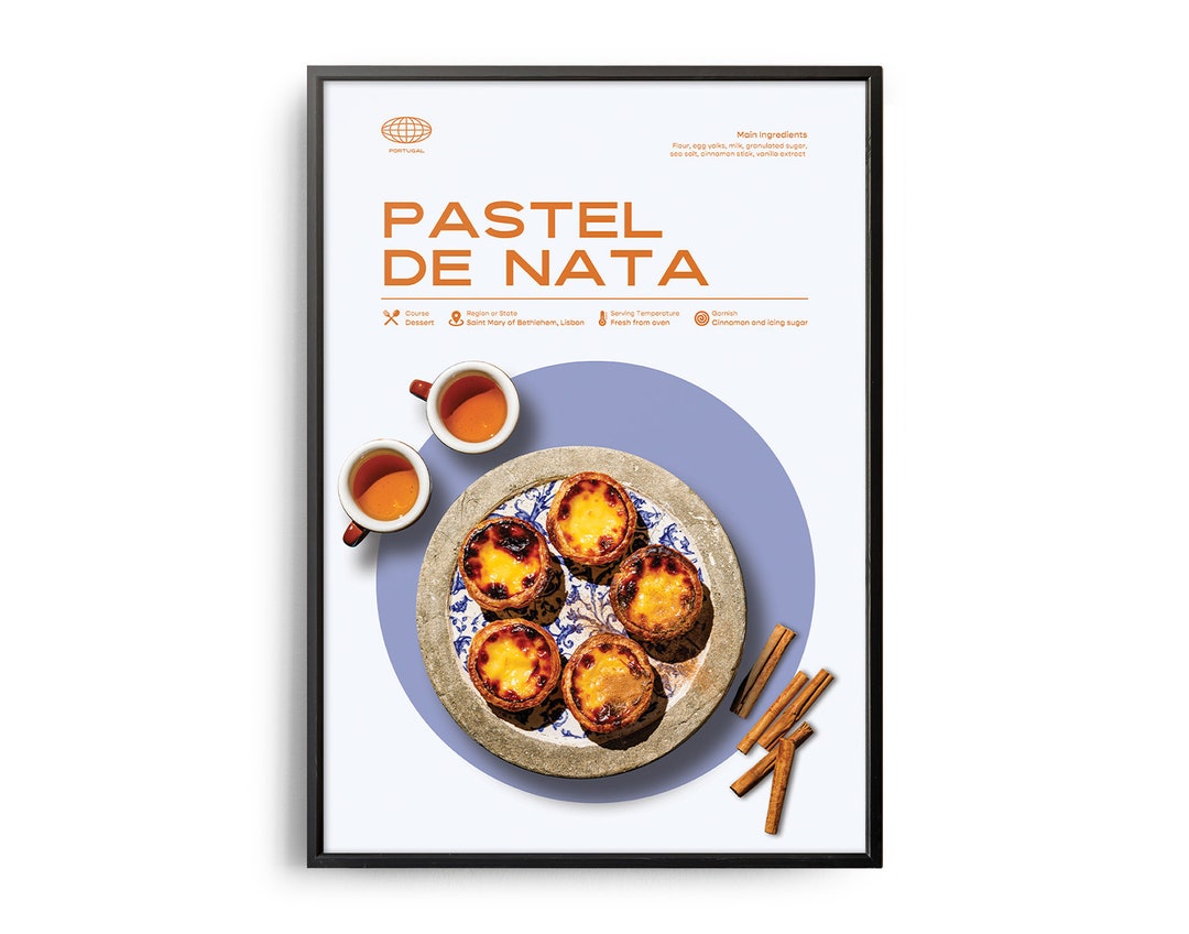 Pastel De Nata Poster, Midcentury Pastel De Nata Print, Food Wall Art ...