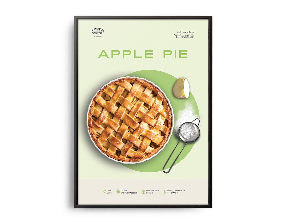 Apple Pie Poster, Midcentury Apple Pie Print, Food Wall Art, Food ...