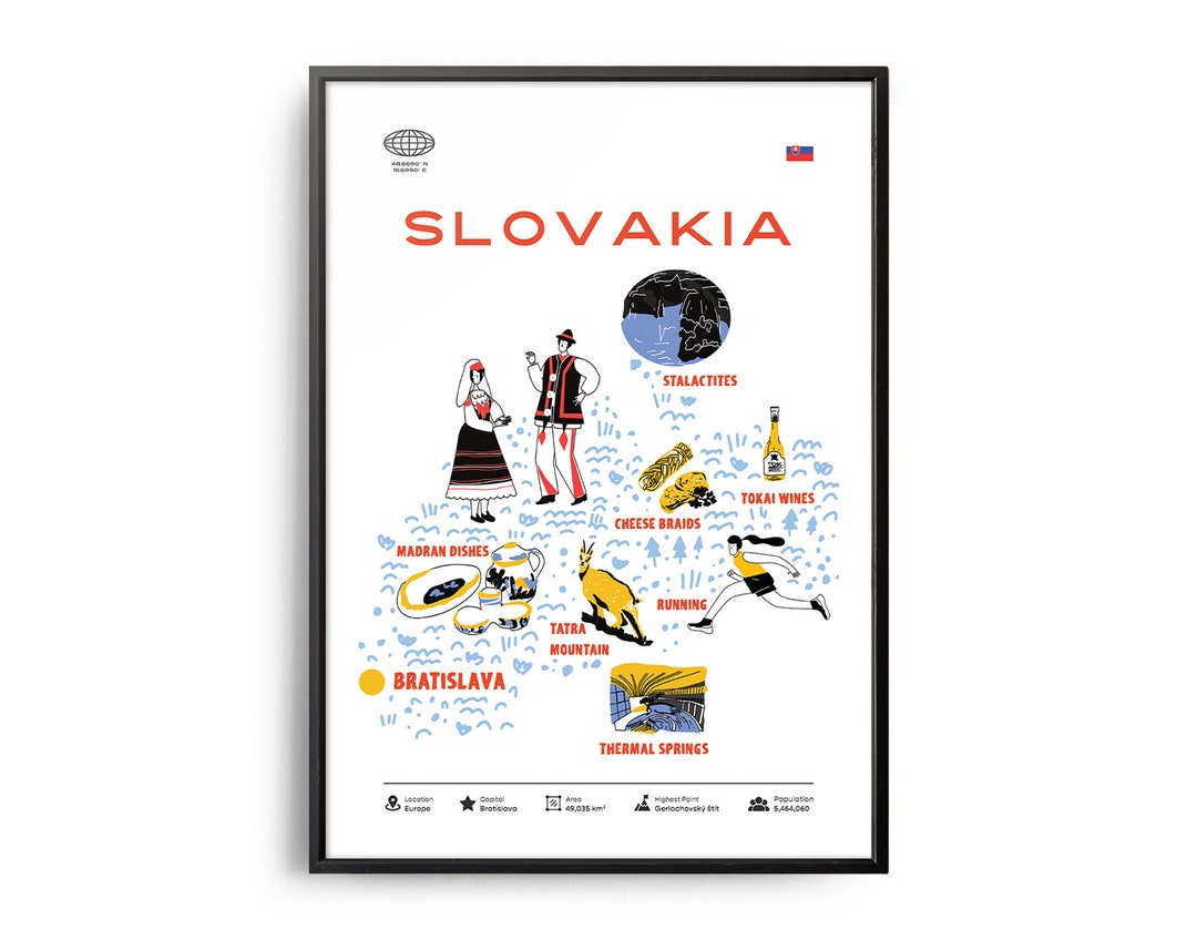 Midcentury Slovakia Landmarks Print, Slovakia Landmarks, Tourist ...