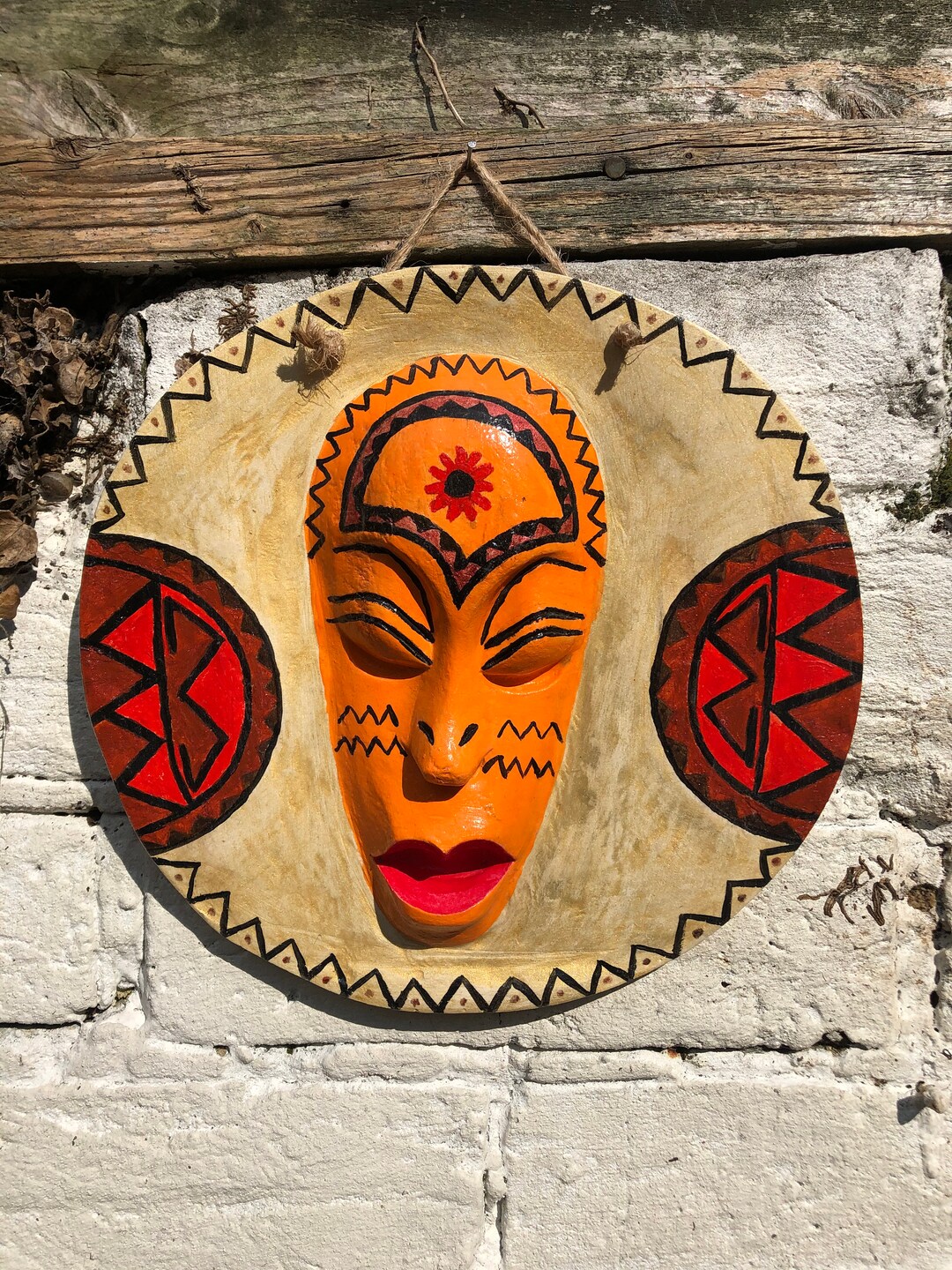Handcrafted African Mask Wall Hanging, Plaster of Paris Tribal Art ...