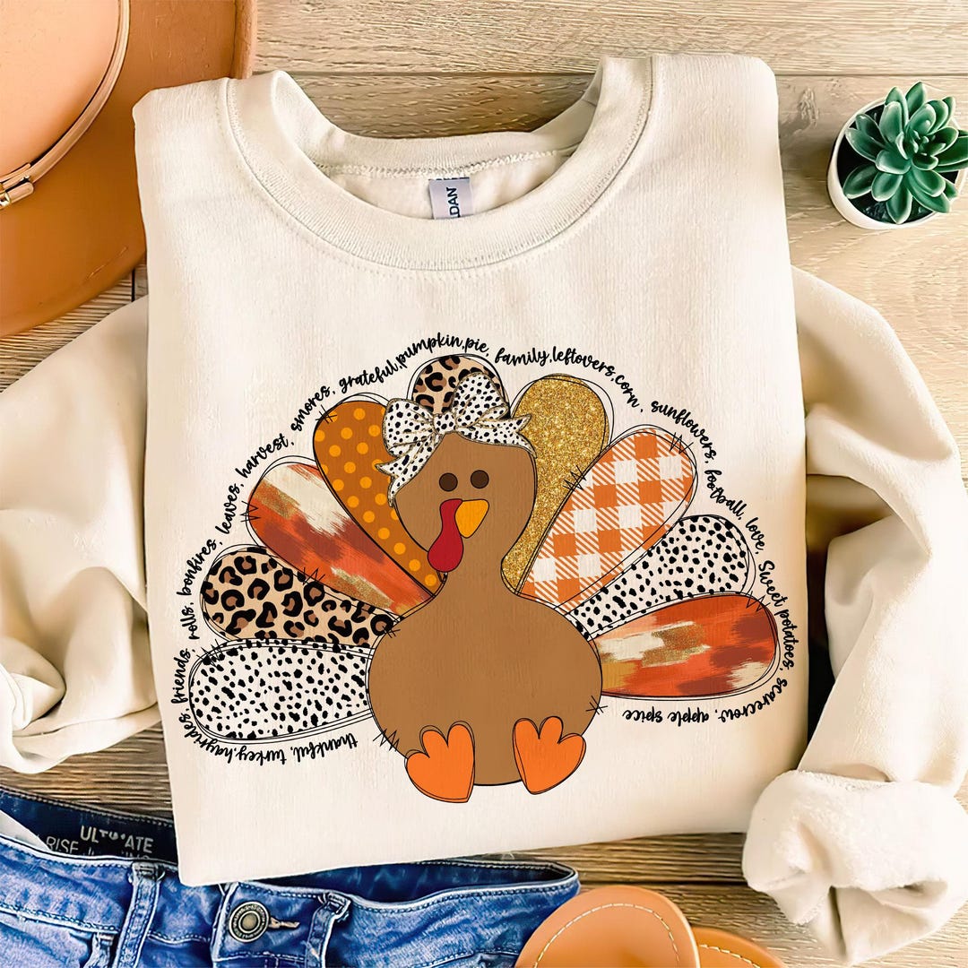 Turkey Fall Vibes Png, Turkey Leopard Thanksgiving Png, Retro Fall ...