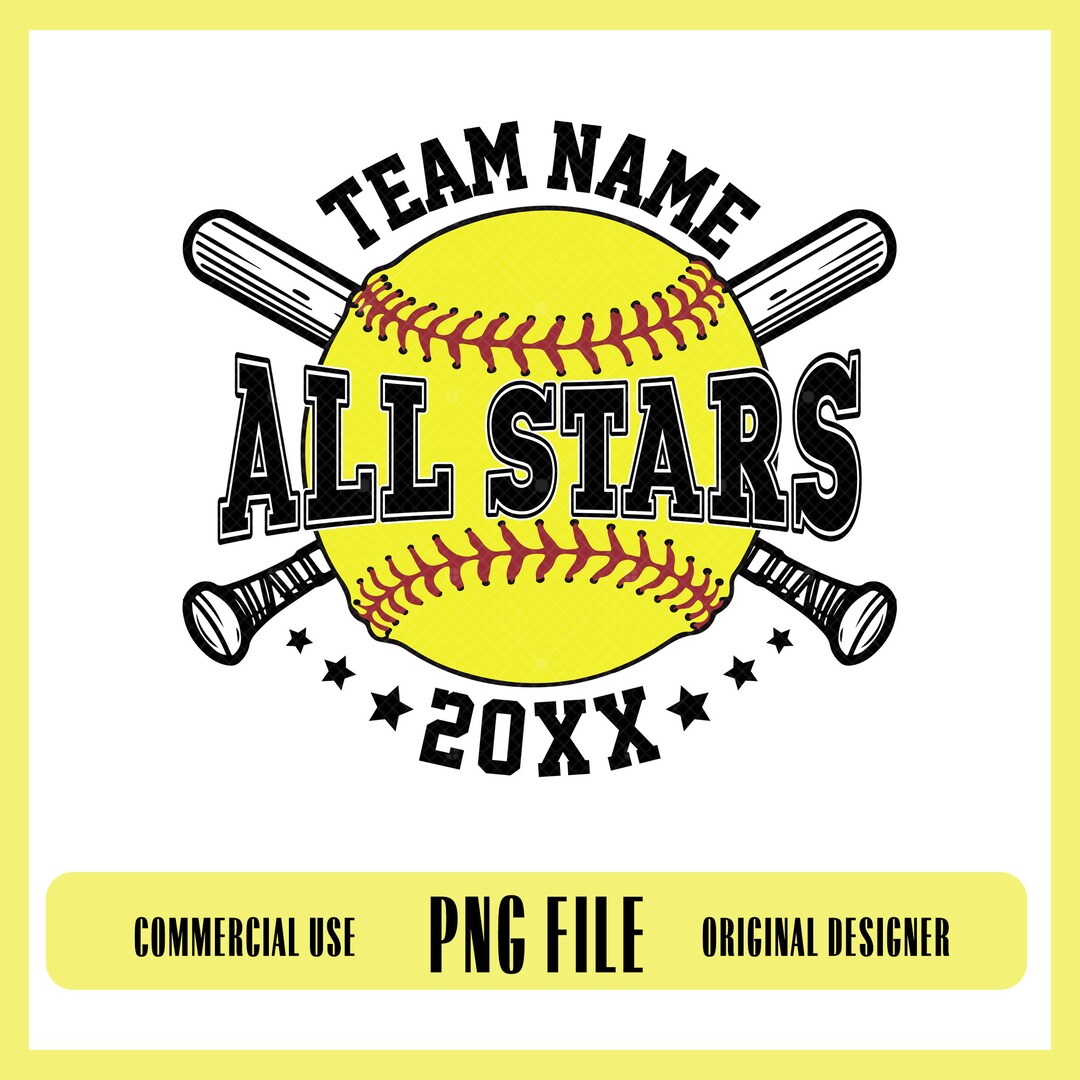 All Stars Svg PNG, Softball Baseball Svg, Template Shirt, Custom Text ...