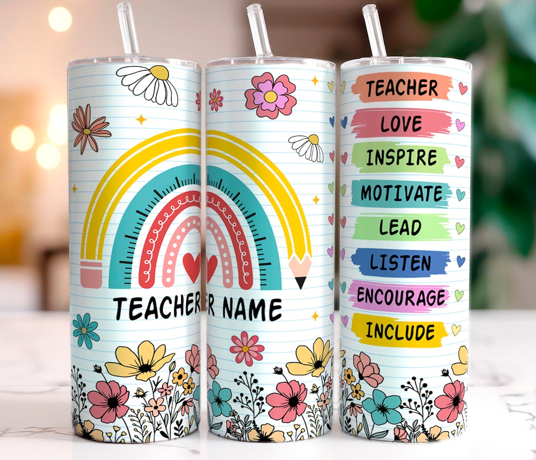 Personalized Teacher Tumbler Wrap, Teach Love Inspire Tumbler, 20oz ...