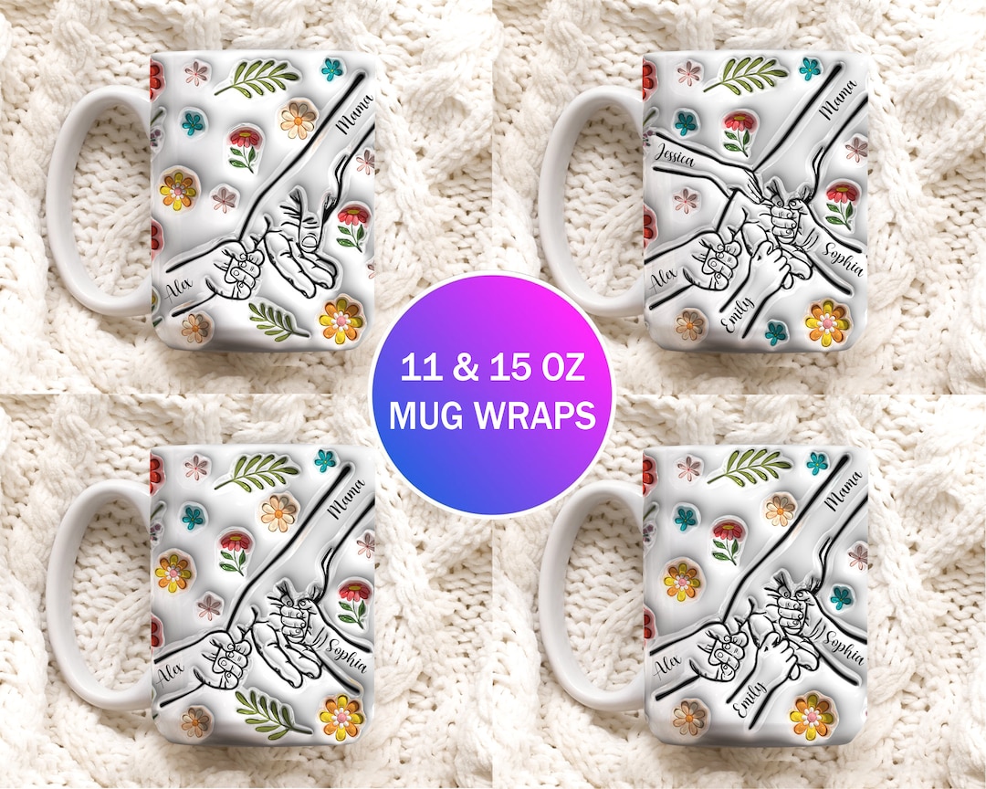 Bundle 3D Inflated Mommy Bump Mug Wrap, Custom Name Kids Mug, 11oz 15oz ...