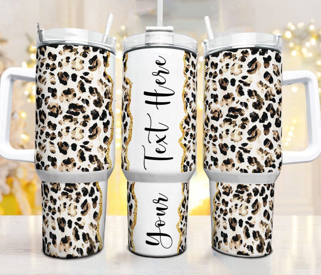 40oz Leopard Tumbler Designs, Gold Glitter Leopard 40oz Quencher ...