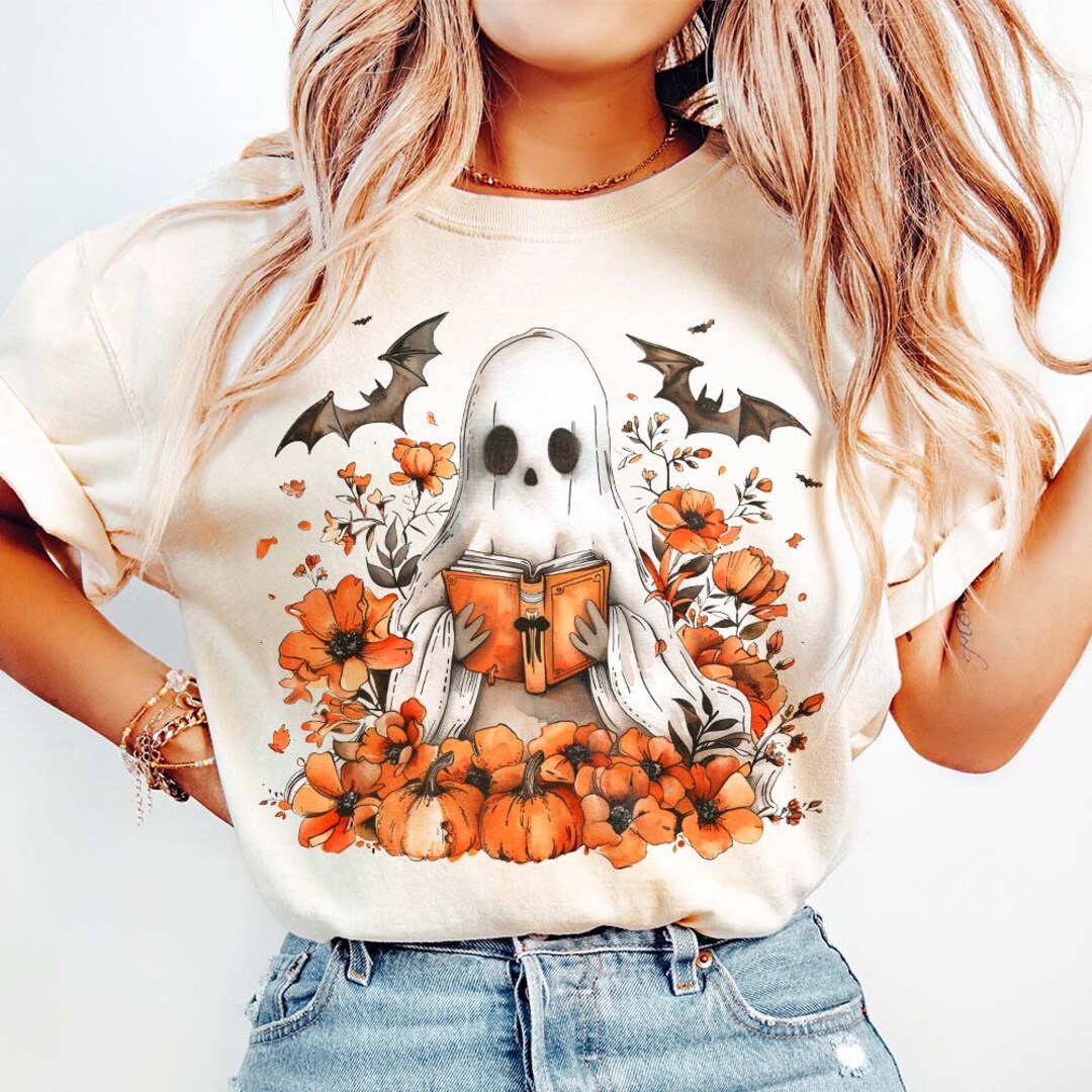 Book Lover Halloween PNG, Cute Ghost Book Nerd, Ghost Halloween PNG ...