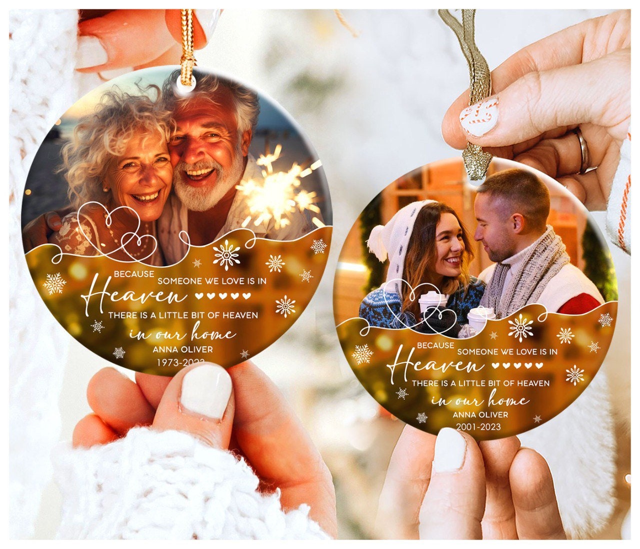 Personalized Memorial Christmas Ornament PNG, Custom Memorial Photo ...