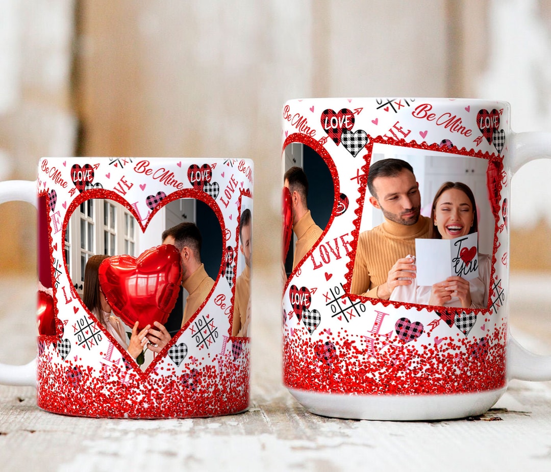 Custom Photo Mug Wrap, 11oz 15oz Valentine Photo Mug, Mug Wrap, Mug ...
