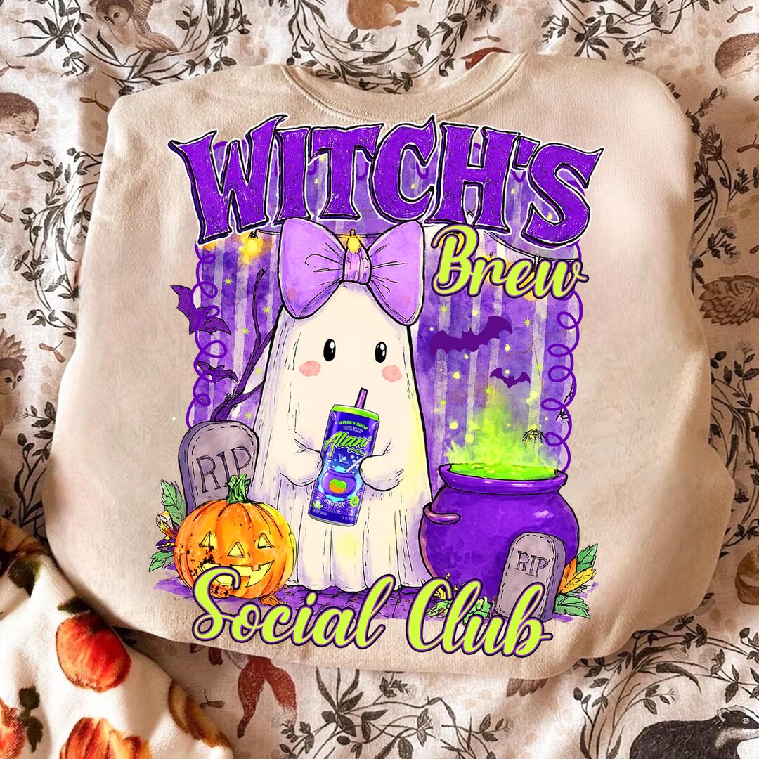 Kawaii Witch’s Brew Ghost Png, Cute Soda Can Energy Drink Png, Little ...