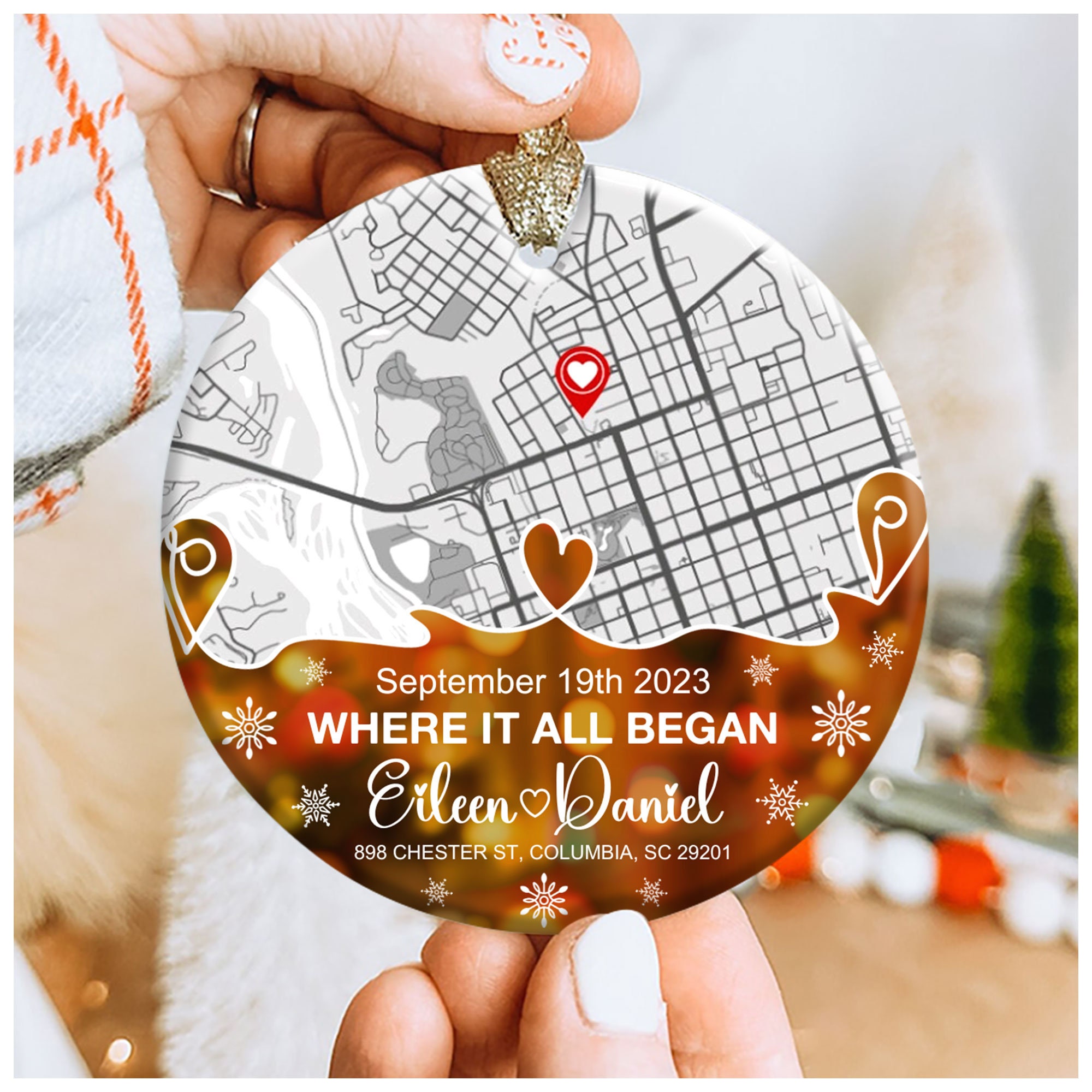 Personalized Map Ornament, Where It All Began, Custom Couple Ornament ...