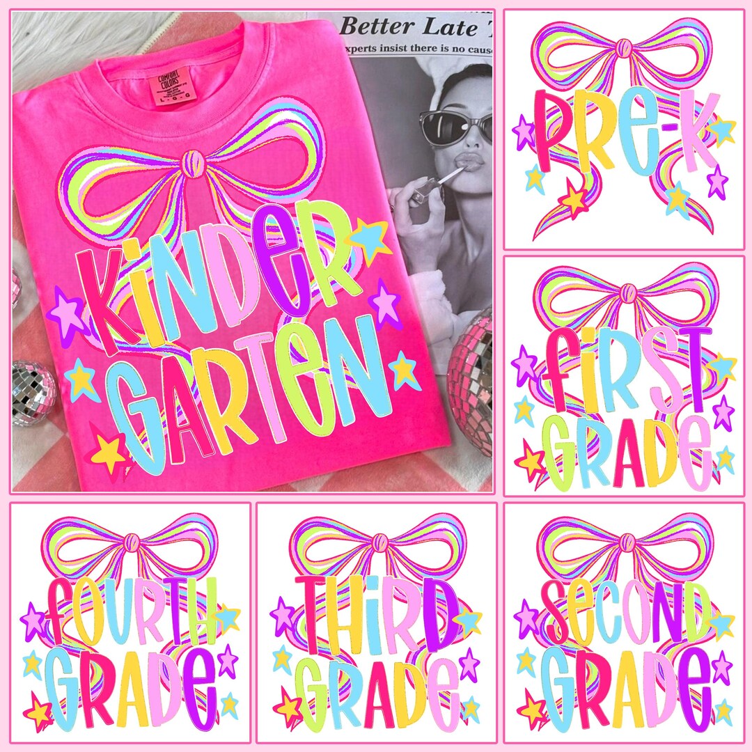 Preppy Back to School PNG Bundle, Coquette School First Day, Teacher ...