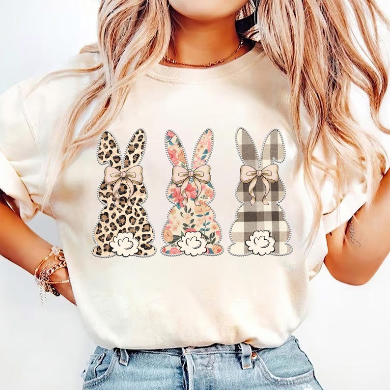Pearl Neutral Easter Bunny Png, Leopard Bunny Trio, Boutique ...