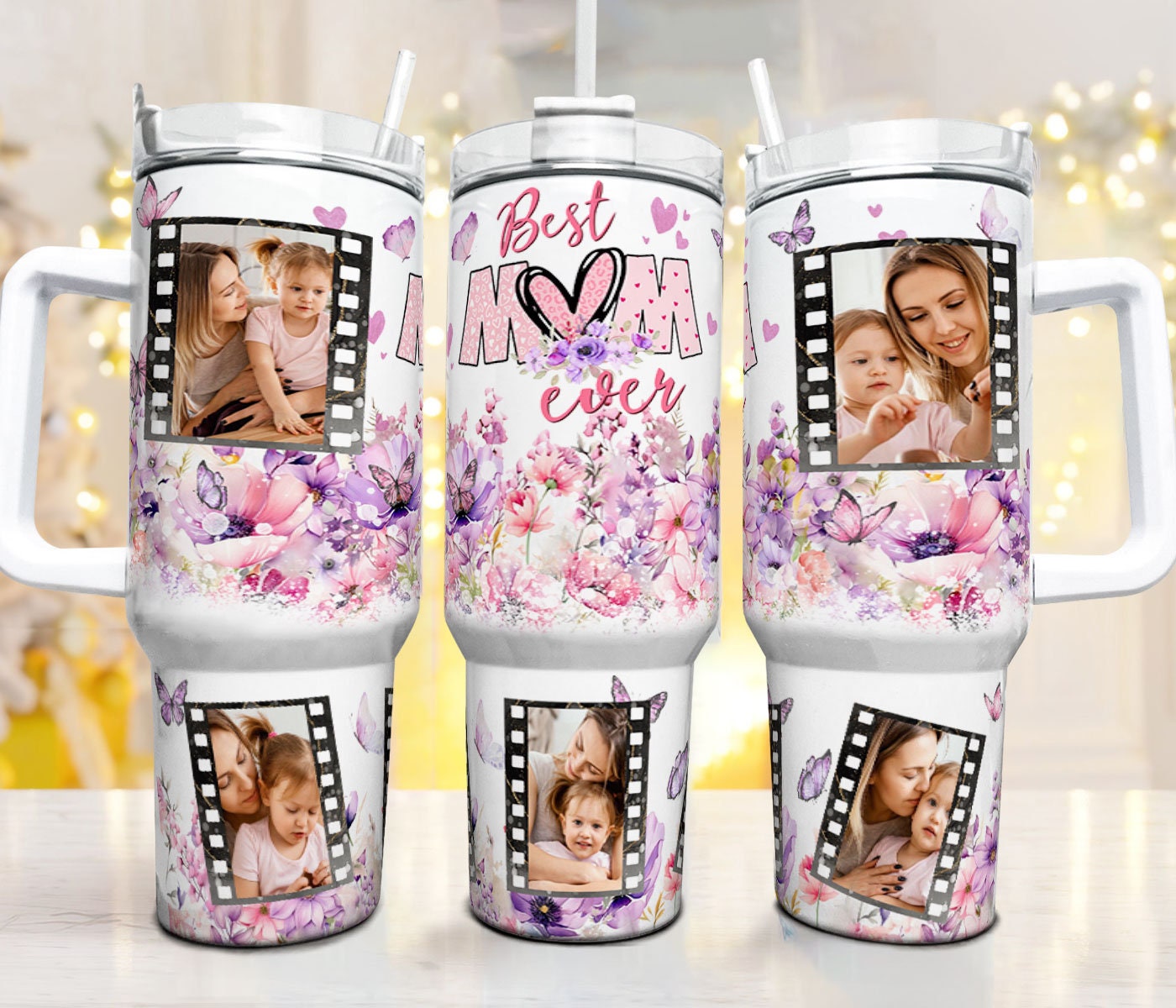 Custom Photo Tumbler Wrap Custom Photo 40oz Tumbler Best Mom Ever