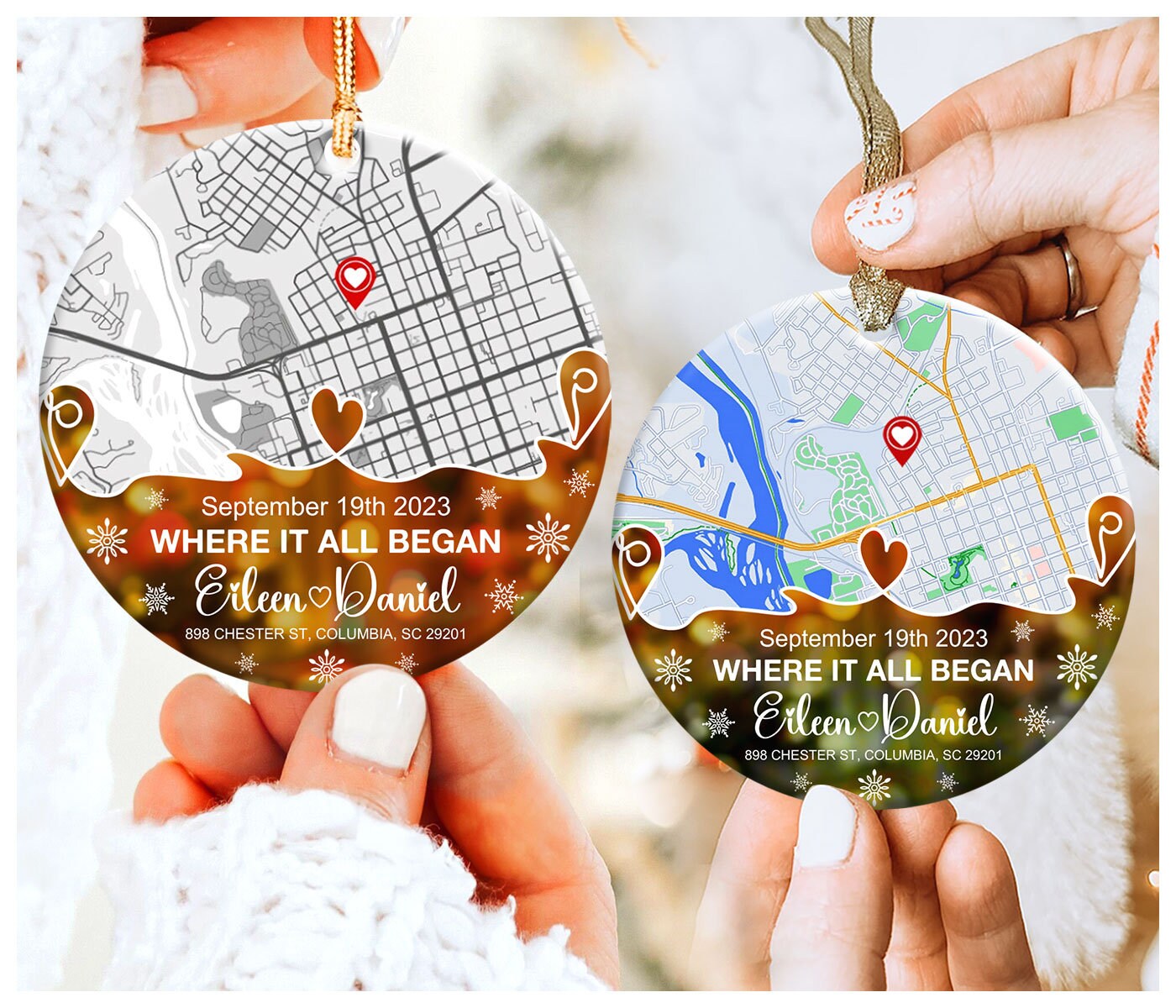 Personalized Map Ornament Where It All Began Custom Couple - Etsy