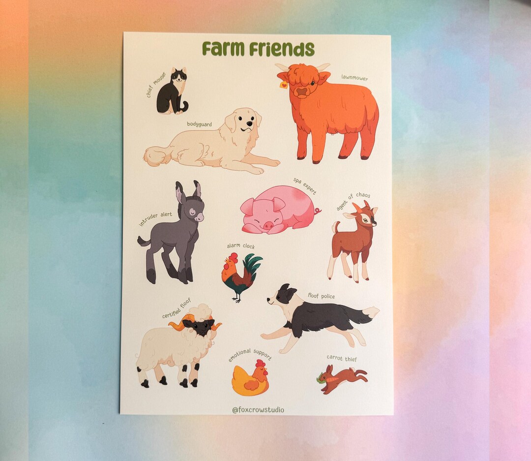 Farm Friends A4 Poster - Etsy