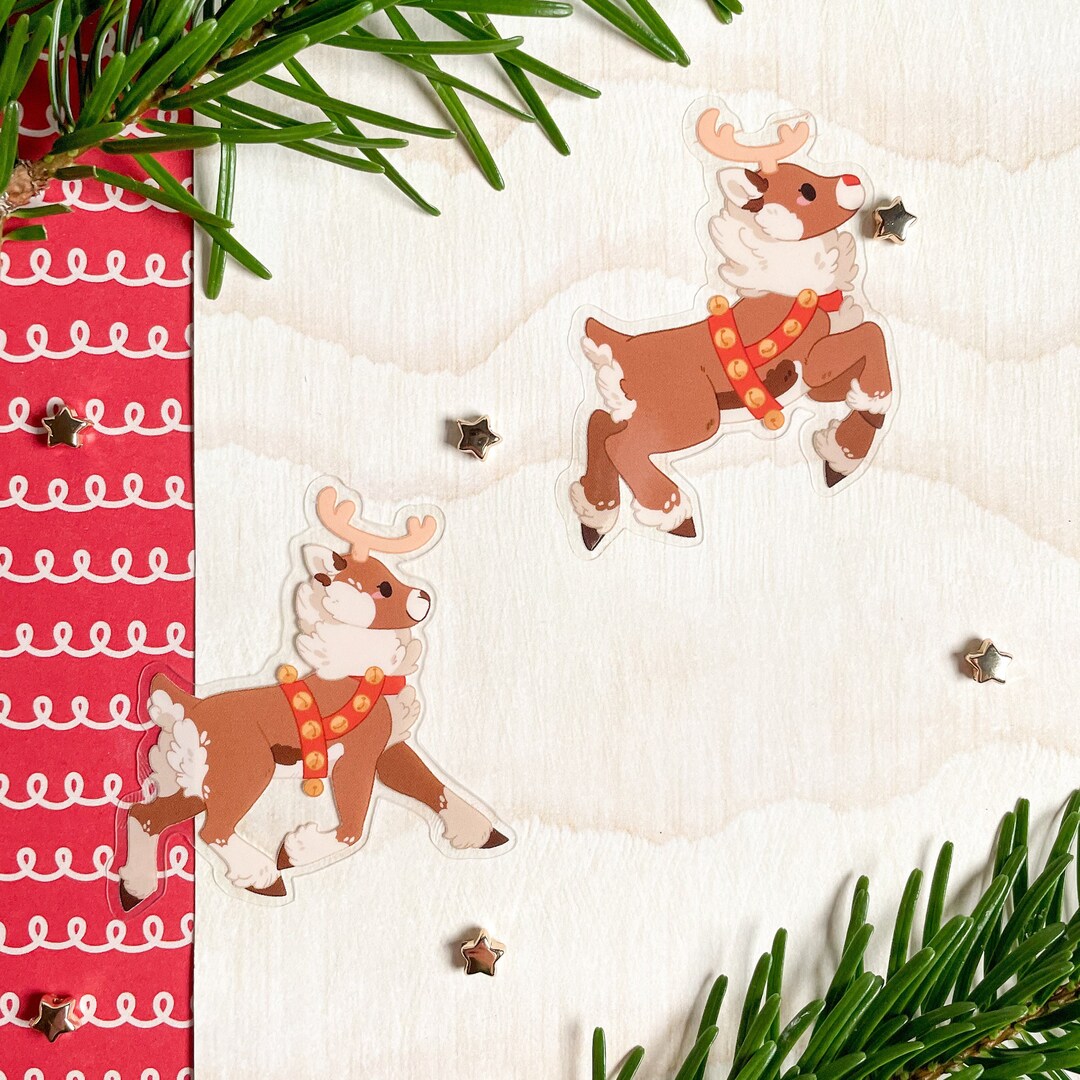 Reindeer Rudolph Transparent Stickers - Etsy