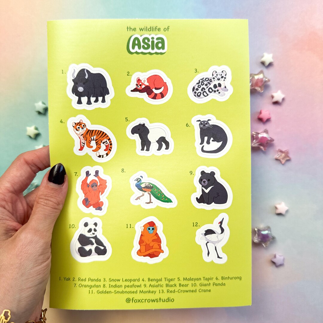 Asian Animals Matte Vinyl Sticker Sheet - Etsy
