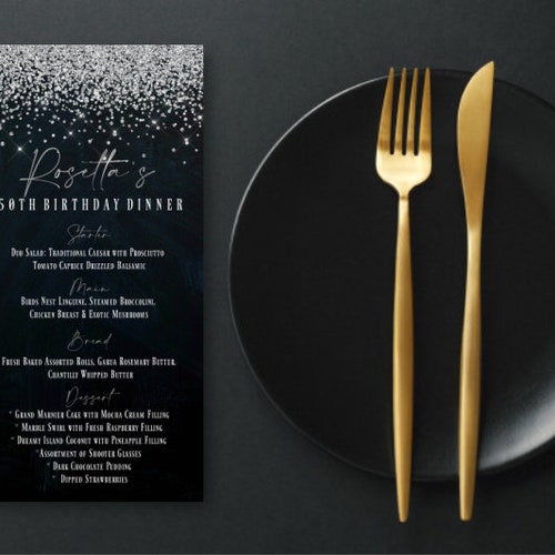 Red Silver Black Menu Card Printable Graduation Dinner Party - Etsy
