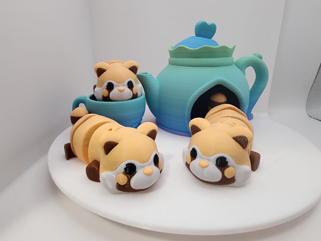 Red Articulated Panda Keychain – 3D Printed Flexible Keychain - Etsy