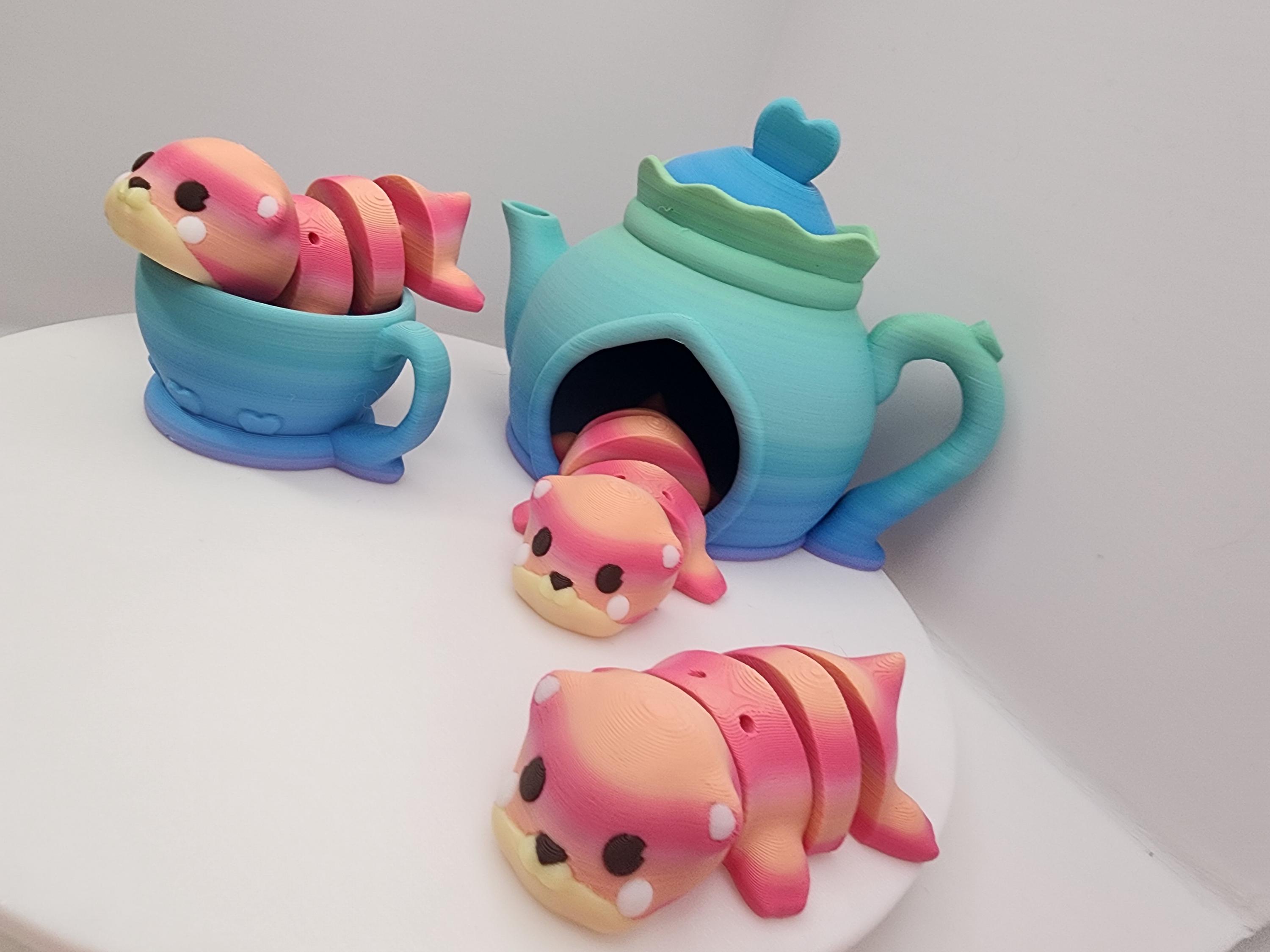 Pink Gradient Summer Color Articulated Otter Keychain – 3D Printed ...